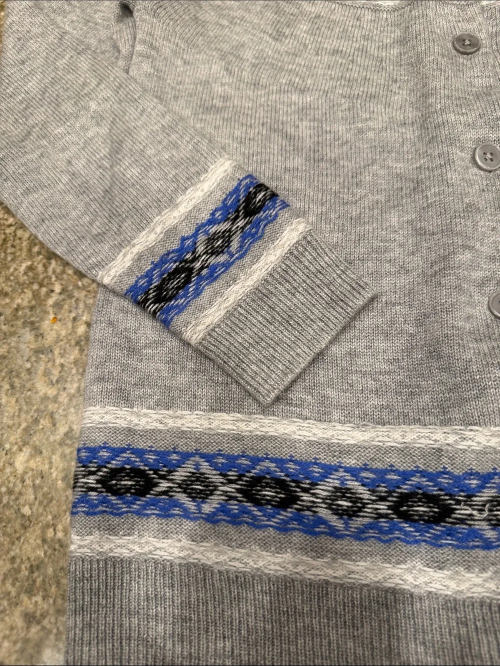 Talbots | Sweaters | Talbots Gray Cardigan With Blue Fair Isle Yoke ...